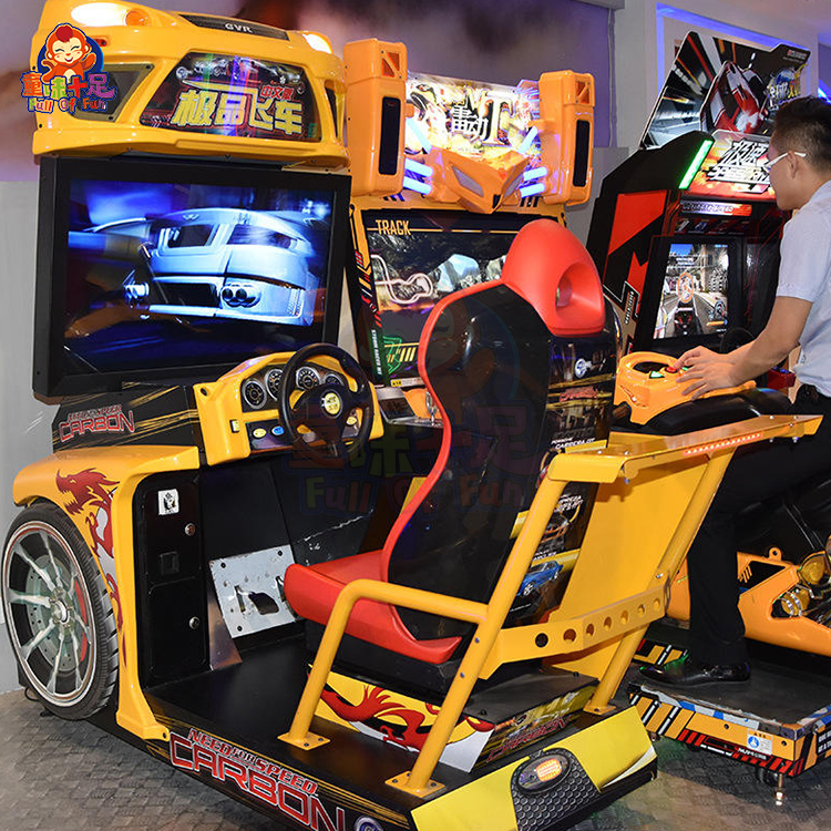 Yellow Color Kids Coin Operated Game Machine Simulator Arcade Need For ...