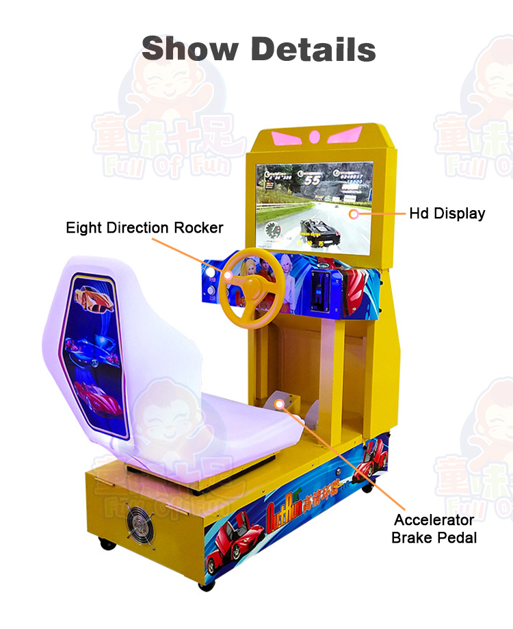 Kids Racing Arcade Machine – 22" LCD Coin Operated Arcade Game For Kids ...